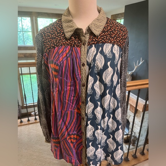 Maeve | Tops | Anthropologie Maeve The Paz Mixed Print Buttondown Shirt ...